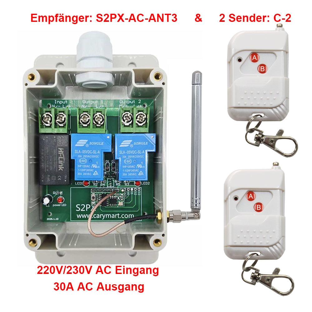 2 Kanäle AC 220/230V Ausgang – Funkschalter Onlineshop