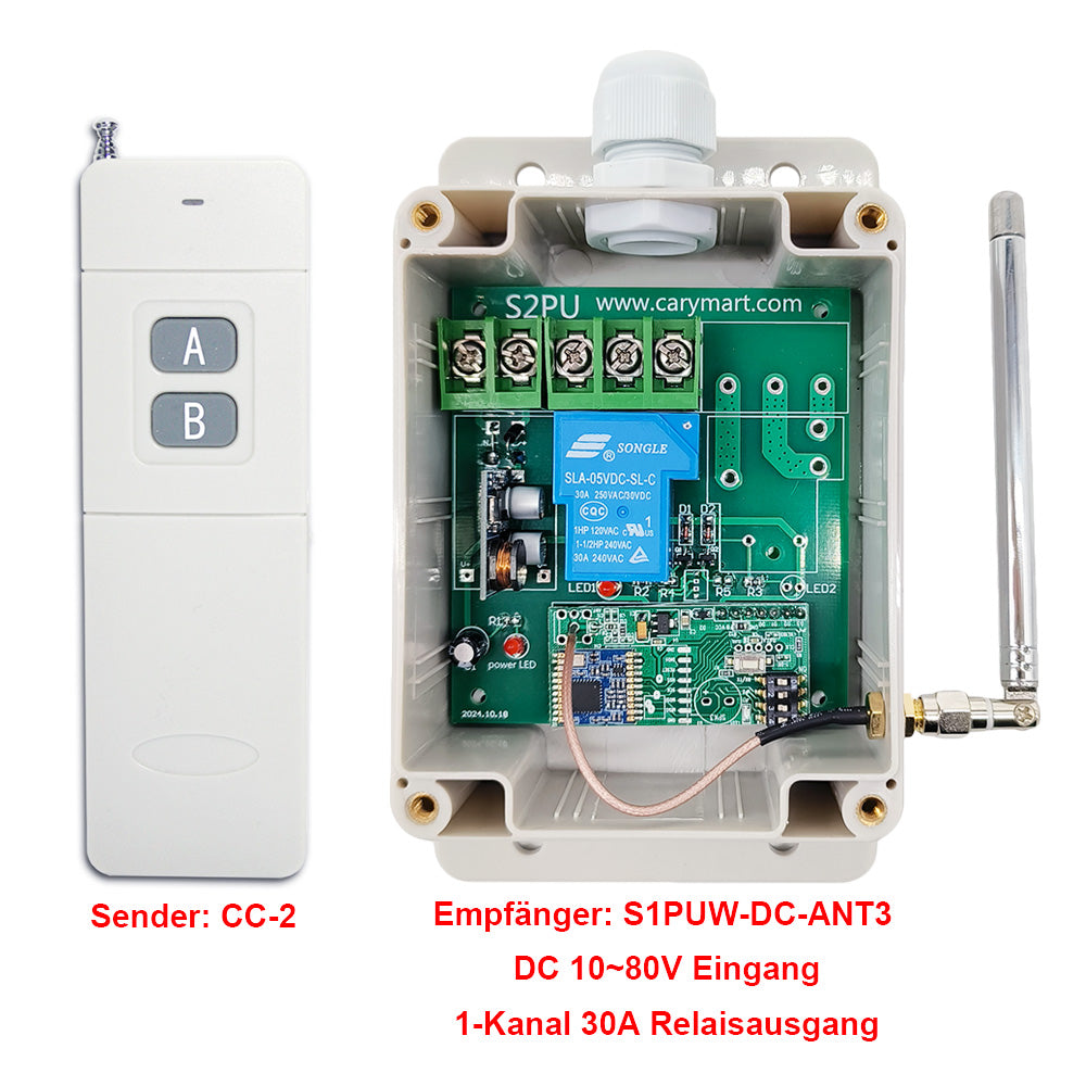 1-Kanal DC 30A 10~80V Potentialfreier Schalter – 5km Fernsteuerung ...